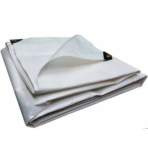 Tarps Now 12 ft x 24 ft Heavy Duty 12 Mil Tarp, White, Reinforced Polyethylene CSP12W-1224 | Zoro